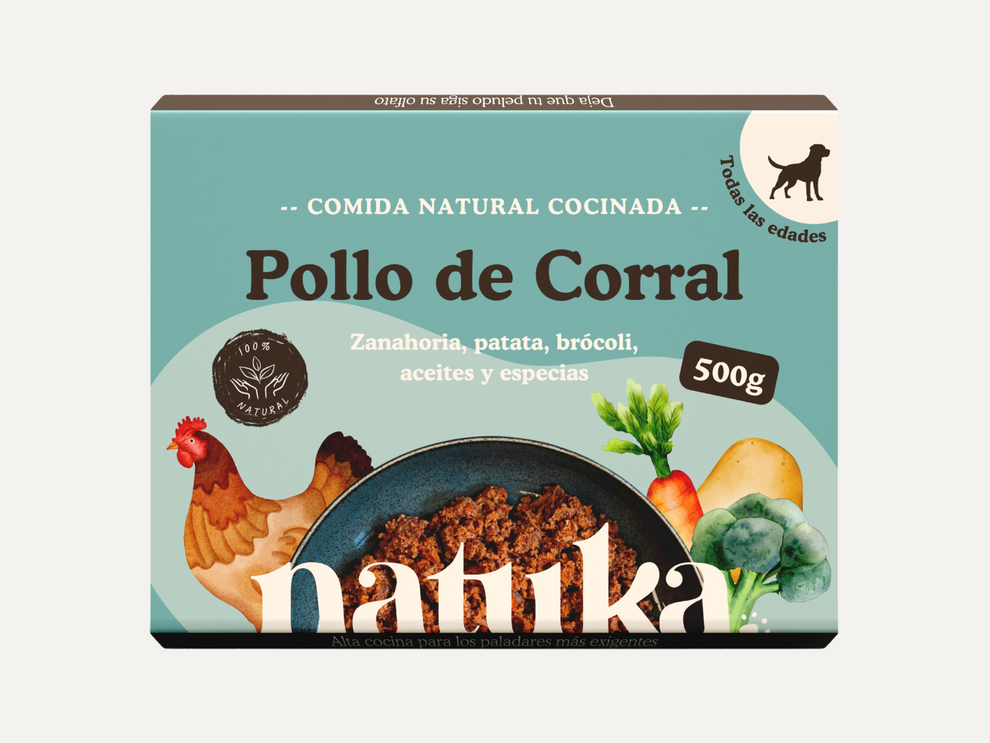 Menú COCINADO de pollo de corral para perros | Natuka