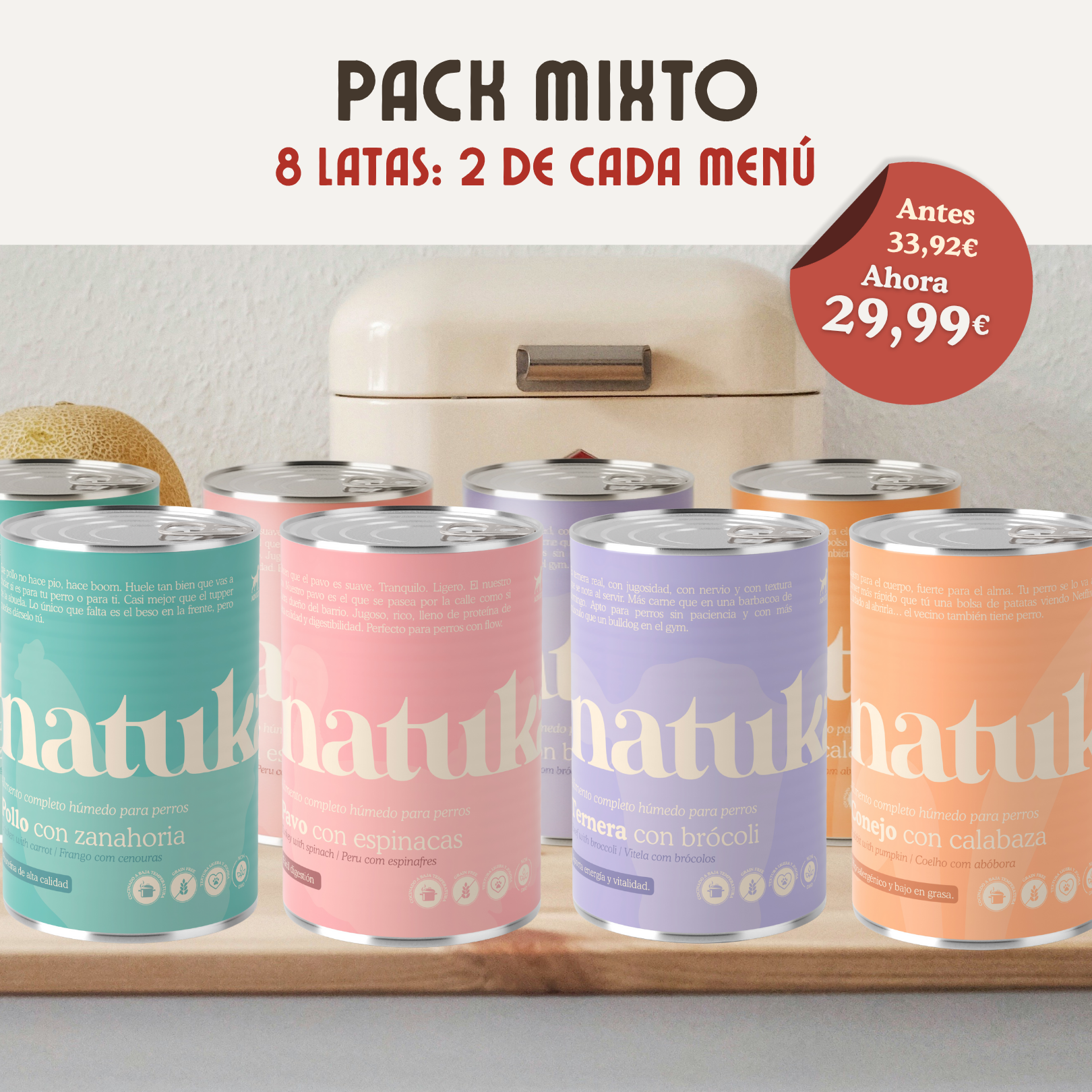 Pack mixto latas para perros – Natuka